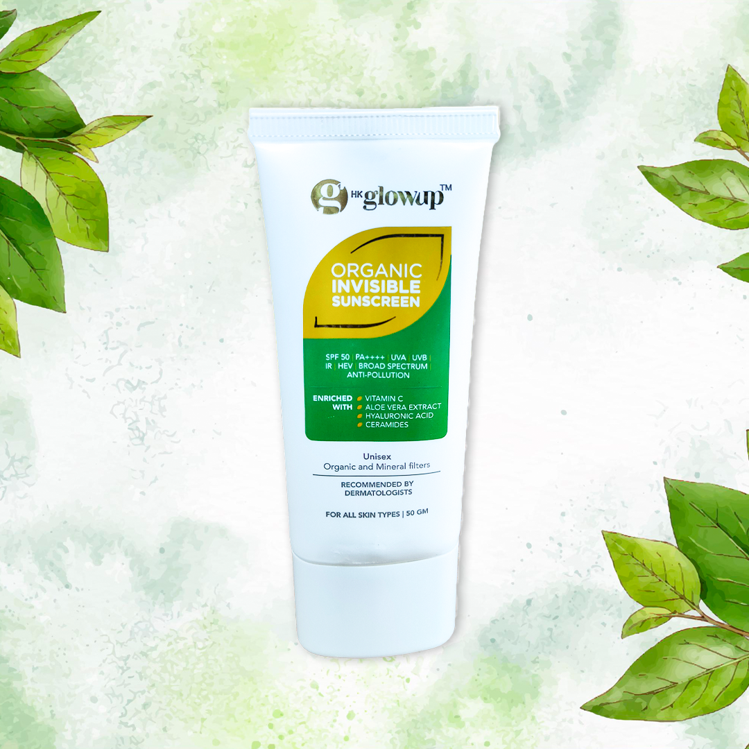 HK Glowup Organic Invisible Sunscreen SPF 50 |PA++++| UVA | UVB | IR ...